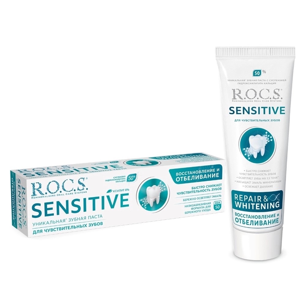 Зубная паста R.O.C.S. SENSITIVE Восстановление и Отбеливание, 94 гр